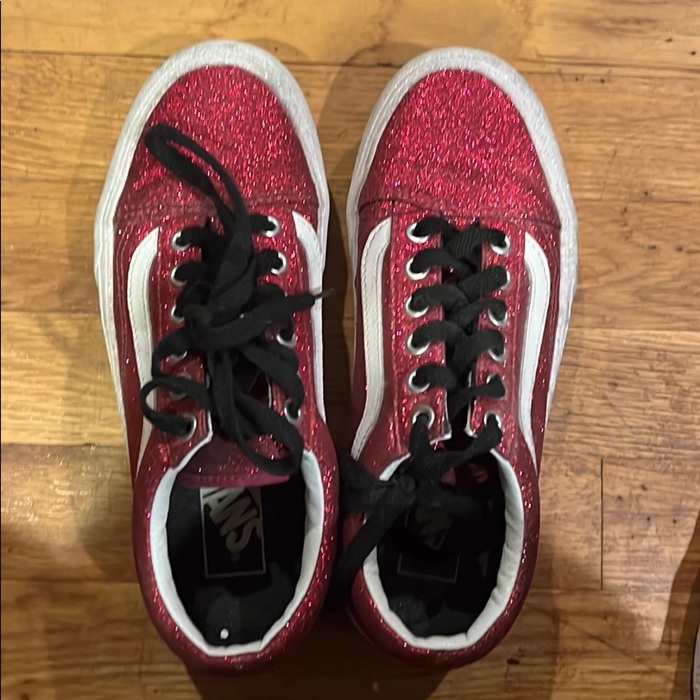 Vans Old Skool Glitter Pink Platform Shoes - Gem